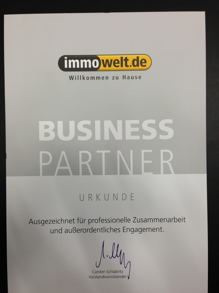Auszeichnung von Immowelt - Business Partner - Award | brenner ...